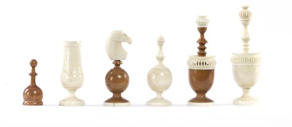 Bonhams : A "Lyon Pattern" part chess set, France, late 18th century,
