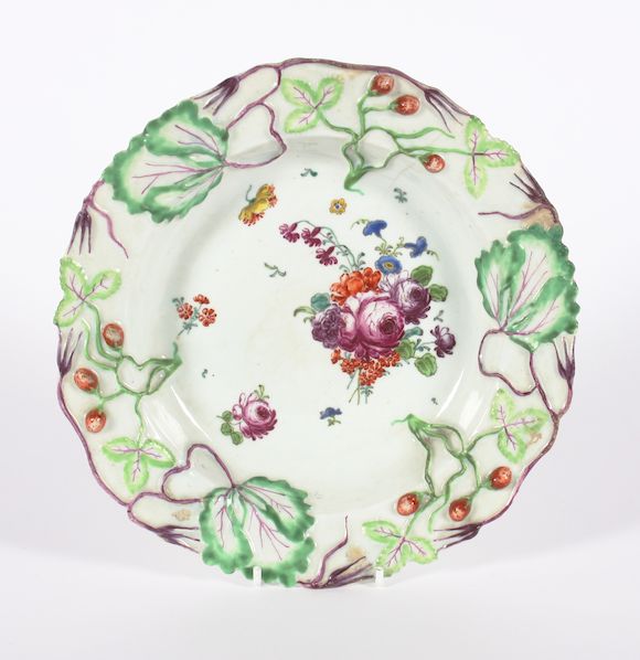 Bonhams : A Longton Hall strawberry plate Circa 1756.