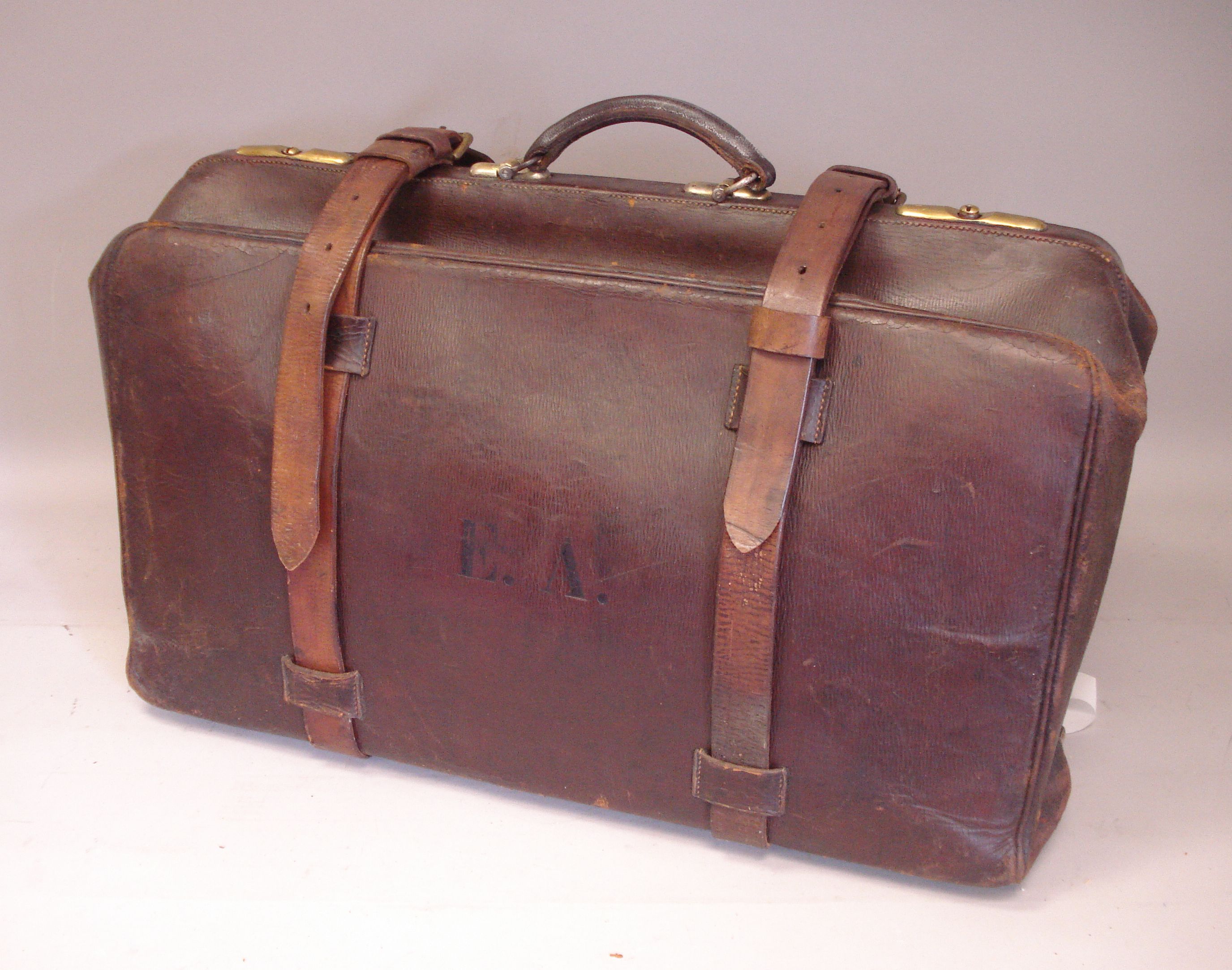 Bonhams Cars : A large brown leather Gladstone bag, by John Pound & Co ...