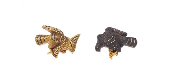 Bonhams : A pair of gold and iron menuki By Kawarabayashi Hidekuni ...