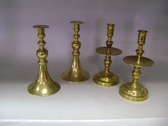 Bonhams A Pair Of 17th Century Style Brass Candlesticks With