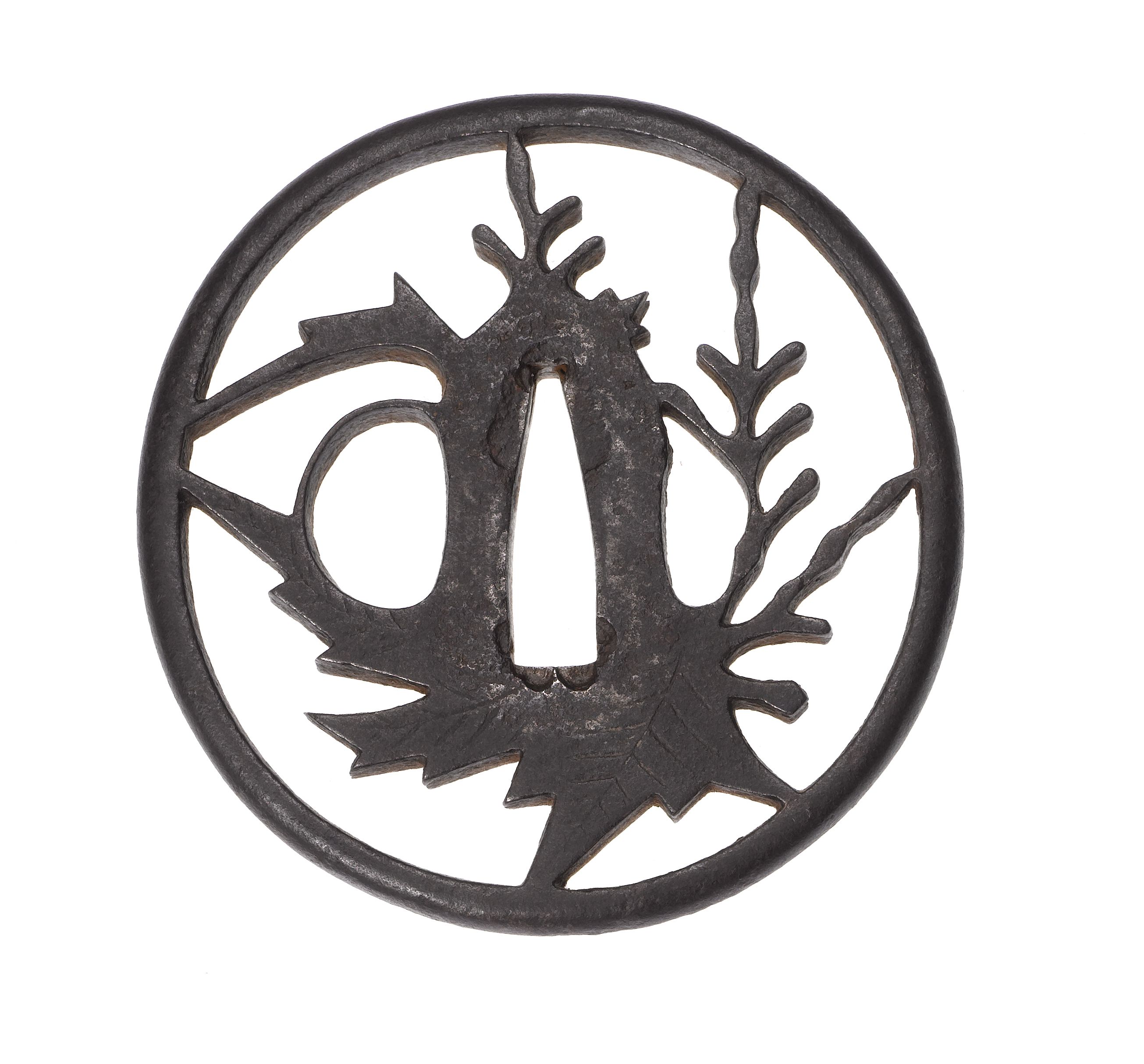 Bonhams : An Akasaka tsuba 18th century