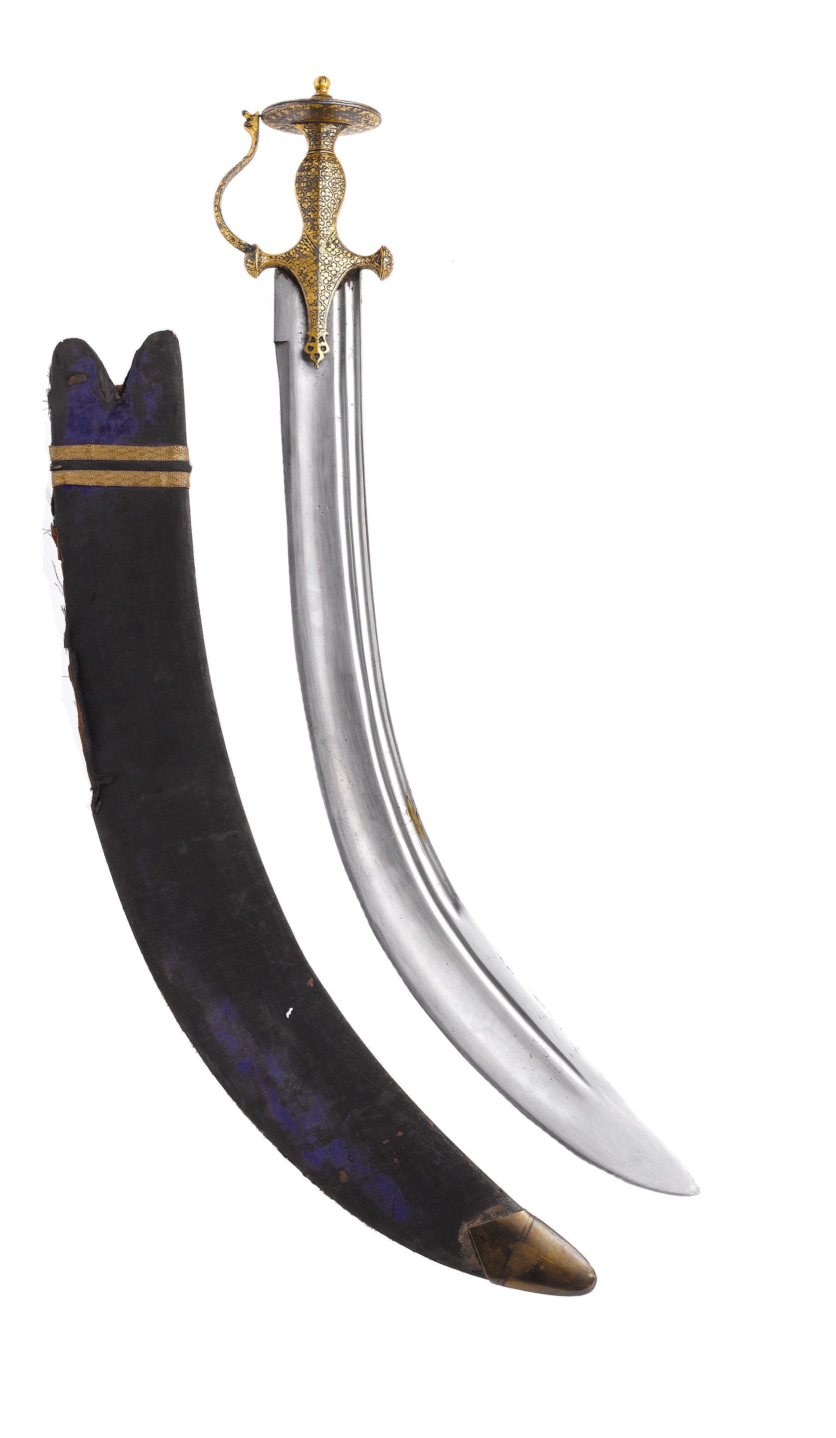 Bonhams : A Sikh koftgari-hilted steel Sword (tulwar) Northern India ...