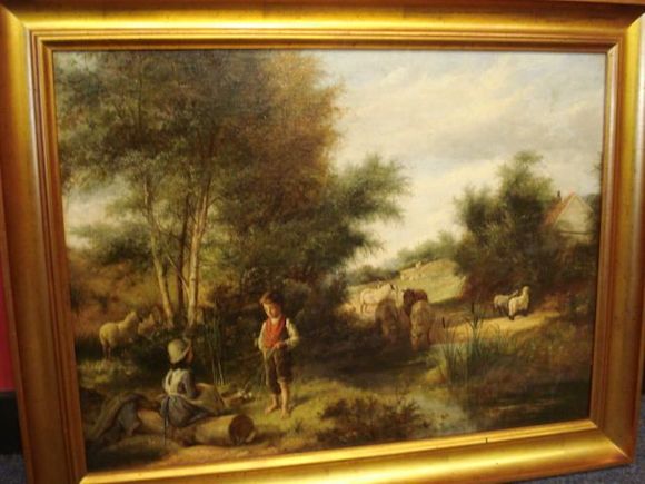 Bonhams : Reuben Hunt (British, 1879-1962) The Young Shepherds,