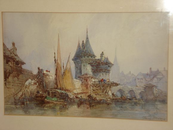 Bonhams : Paul Marny (French, 1829-1914) Continental river scene,