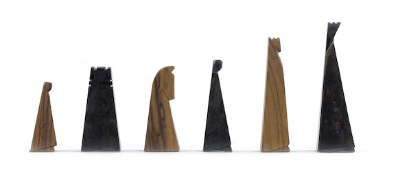 Bonhams : A biblical olive wood chess set, Israeli, 20th century,