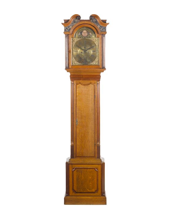 Bonhams : An oak and mahogany longcase clock with moonphase Brandreth ...