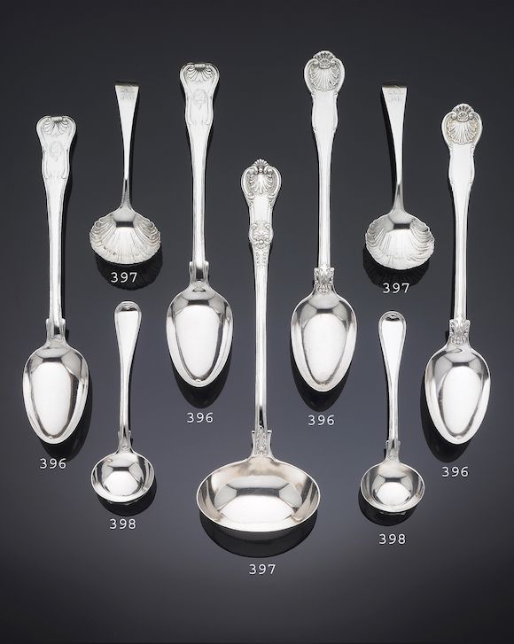 Bonhams : A pair of George IV silver Hour Glass pattern basting spoons ...