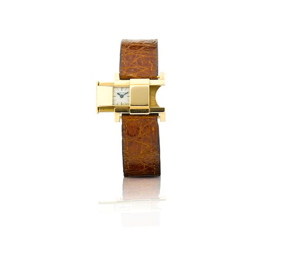 Bonhams : Cartier. A fine and rare 18ct gold conceal wristwatchCirca 1940s
