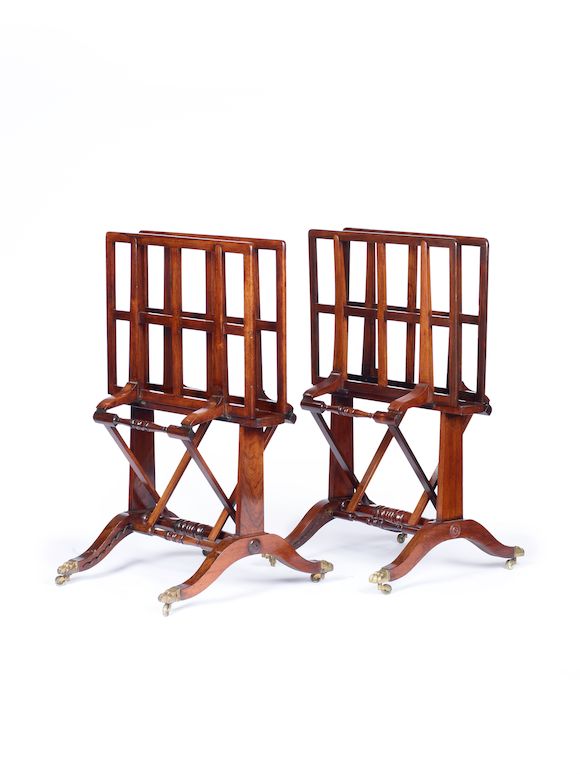 Bonhams : A near pair of late Regency rosewood folio stands