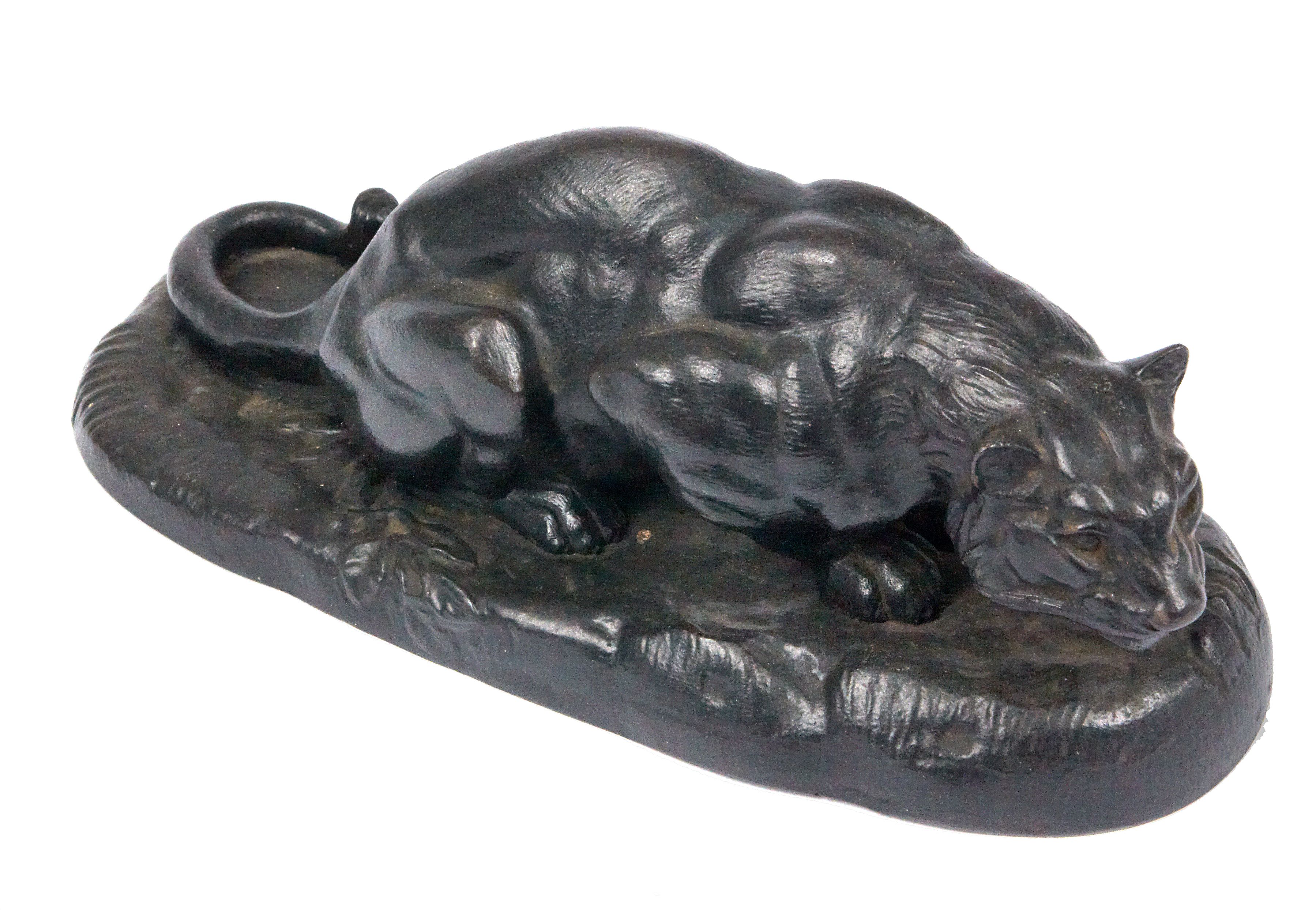 Bonhams : A 20th century Russian cast iron model of a crouching jaguar