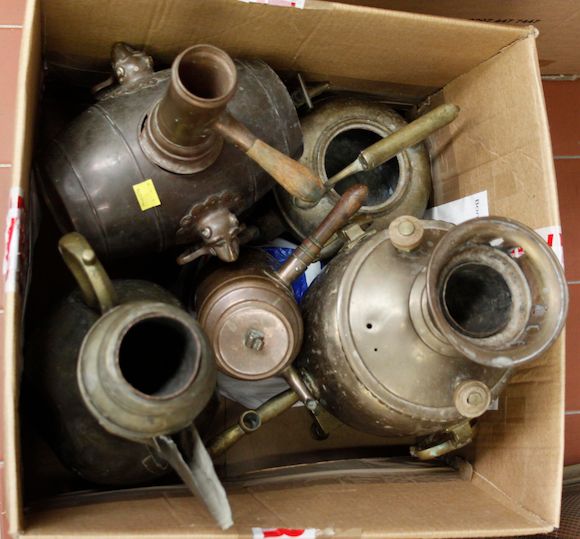 Bonhams : A collection of assorted Russian metalware samovars,including ...