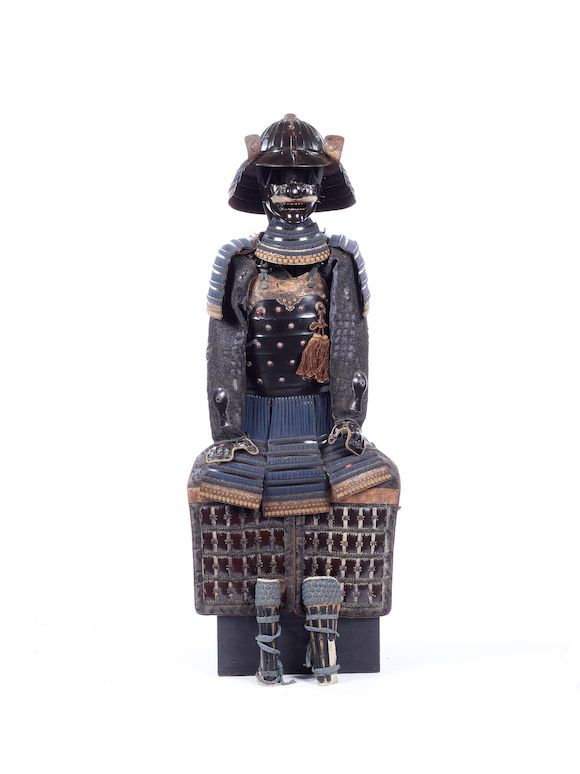 Bonhams : A Japanese black-lacquer armor with a okegawa do 19th century