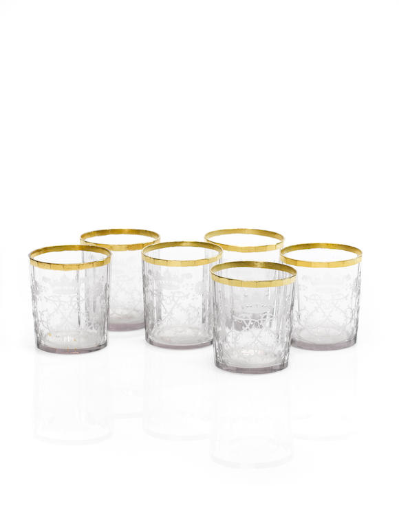 Bonhams A Set Of Six Silesian Engraved Beakers Circa 1760