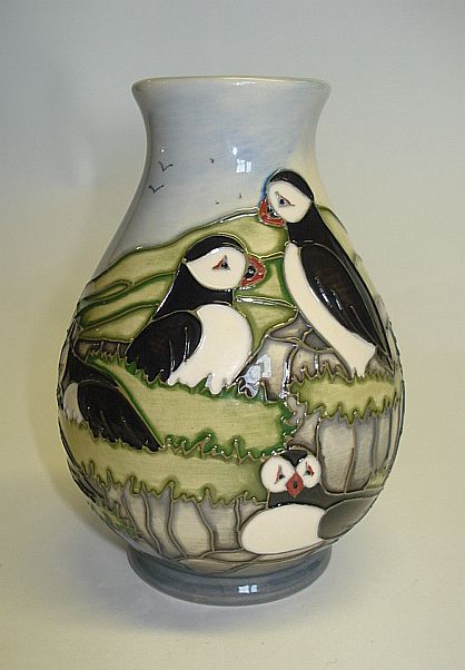 Bonhams : A Moorcroft 'Puffins' pattern vase, painted by Paul Hilditch ...