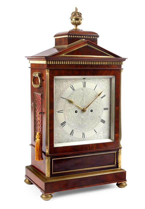 Bonhams : A brass-mounted mahogany bracket clock The dial and movement ...