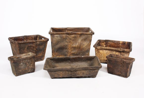 Bonhams : A group of six old hide tubs