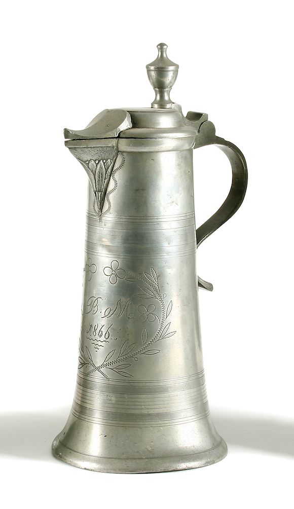 Bonhams : A spouted German flagon, dated 1866