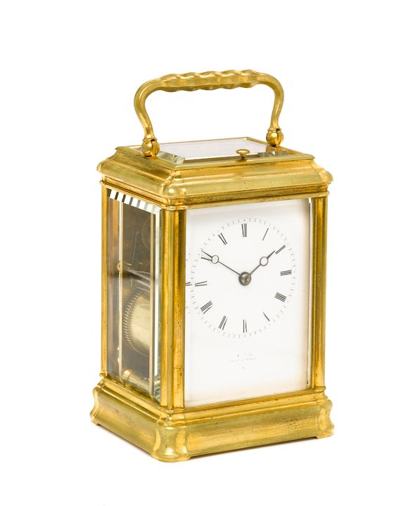 Bonhams : A late 19th century carriage clock with repeat Drocourt ...