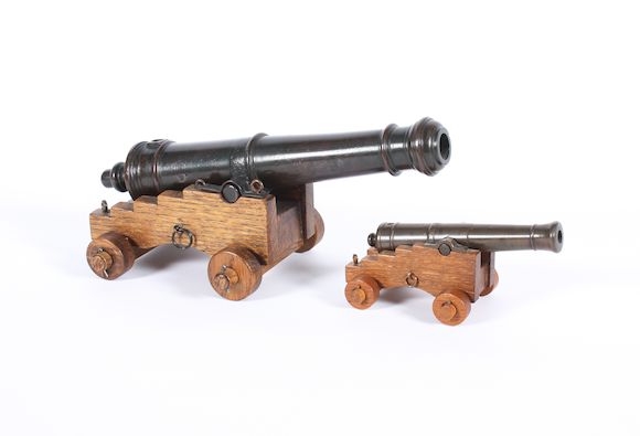 Bonhams : A pair of brass model cannons, 2