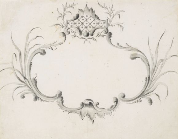 Bonhams : A Beilby pen and ink drawing of a study of a cartouche study ...