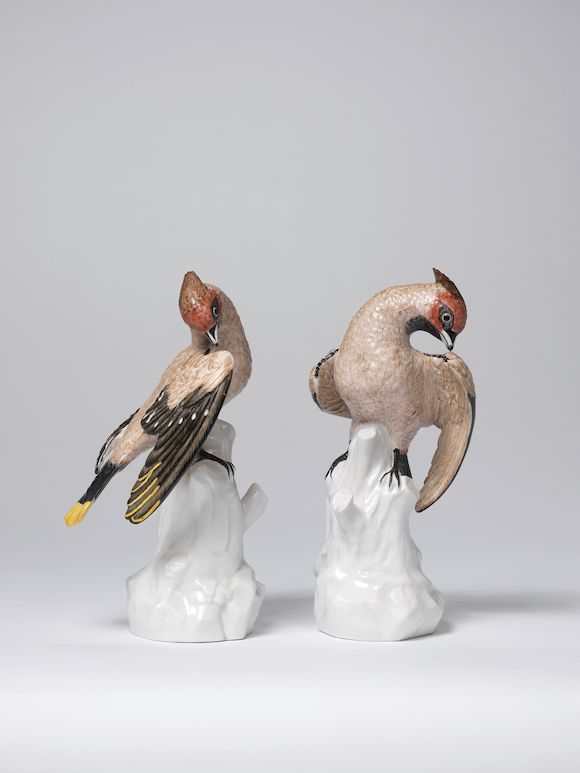 Bonhams : A pair of Samson models of Waxwings Late 19th Century.