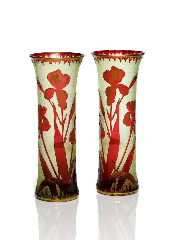 Bonhams A Pair Of Baccarat Acid Etched Vases Circa 1900