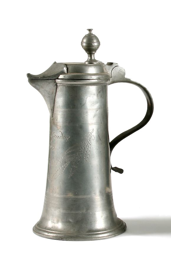 Bonhams : A spouted German flagon, dated 1822