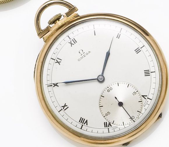 Bonhams : Omega. A 9ct rose gold open face pocket watch,Hallmarked ...