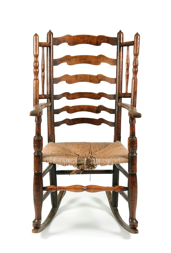 Bonhams : An early 17th Century ash ladderback rocking chair