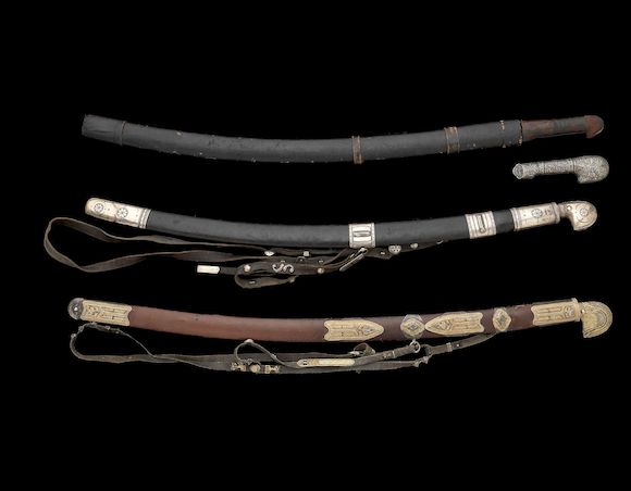 Bonhams : An important Caucasian silver-mounted shashka with beltearly ...