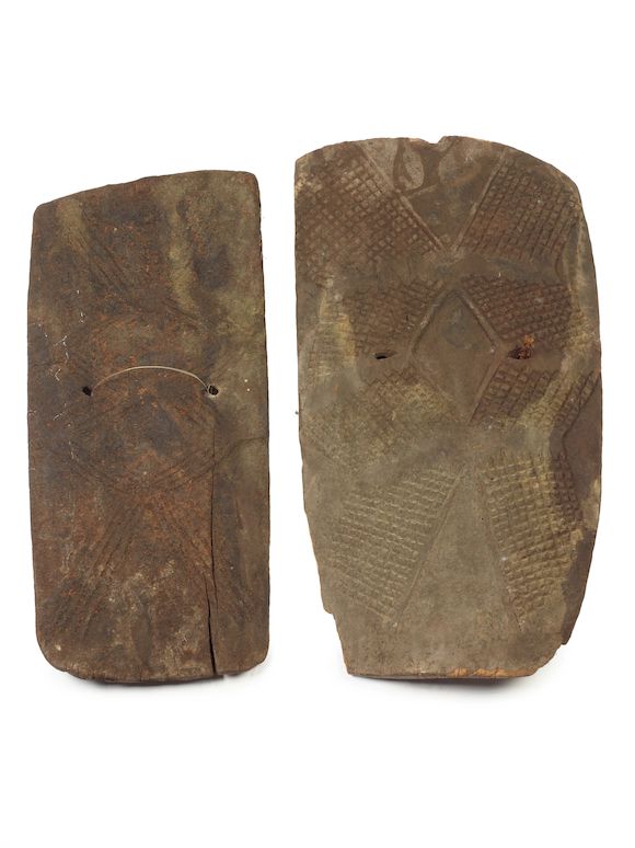 Bonhams : Two Simbai shields Papua New Guinea 58 and 95cm high (23" and ...