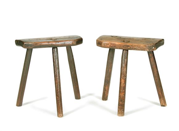 Bonhams : Two 19th Century ash 'milking stools'