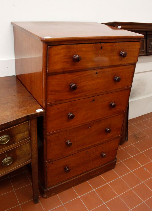 Bonhams : A Victorian mahogany tall chest, A fitted with five long ...