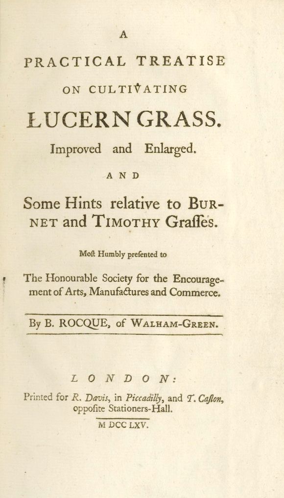Bonhams : AGRICULTURE ROCQUE (BARTHOLOMEW, of Walham-Green) A Practical ...