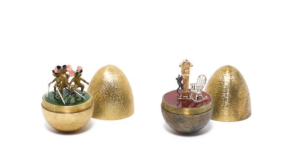 Bonhams : STUART DEVLIN: Two cased silver, silver-gilt and enamelled ...