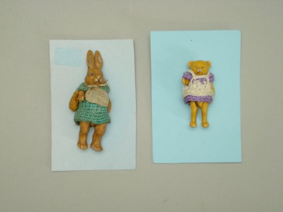 Bonhams : Rare miniature all-bisque rabbit and bear, German circa 1910