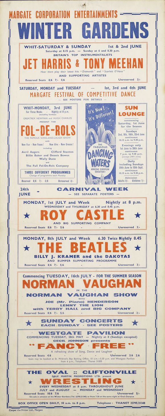 Bonhams : A rare advertising card for the Beatles at the Winter Gardens ...