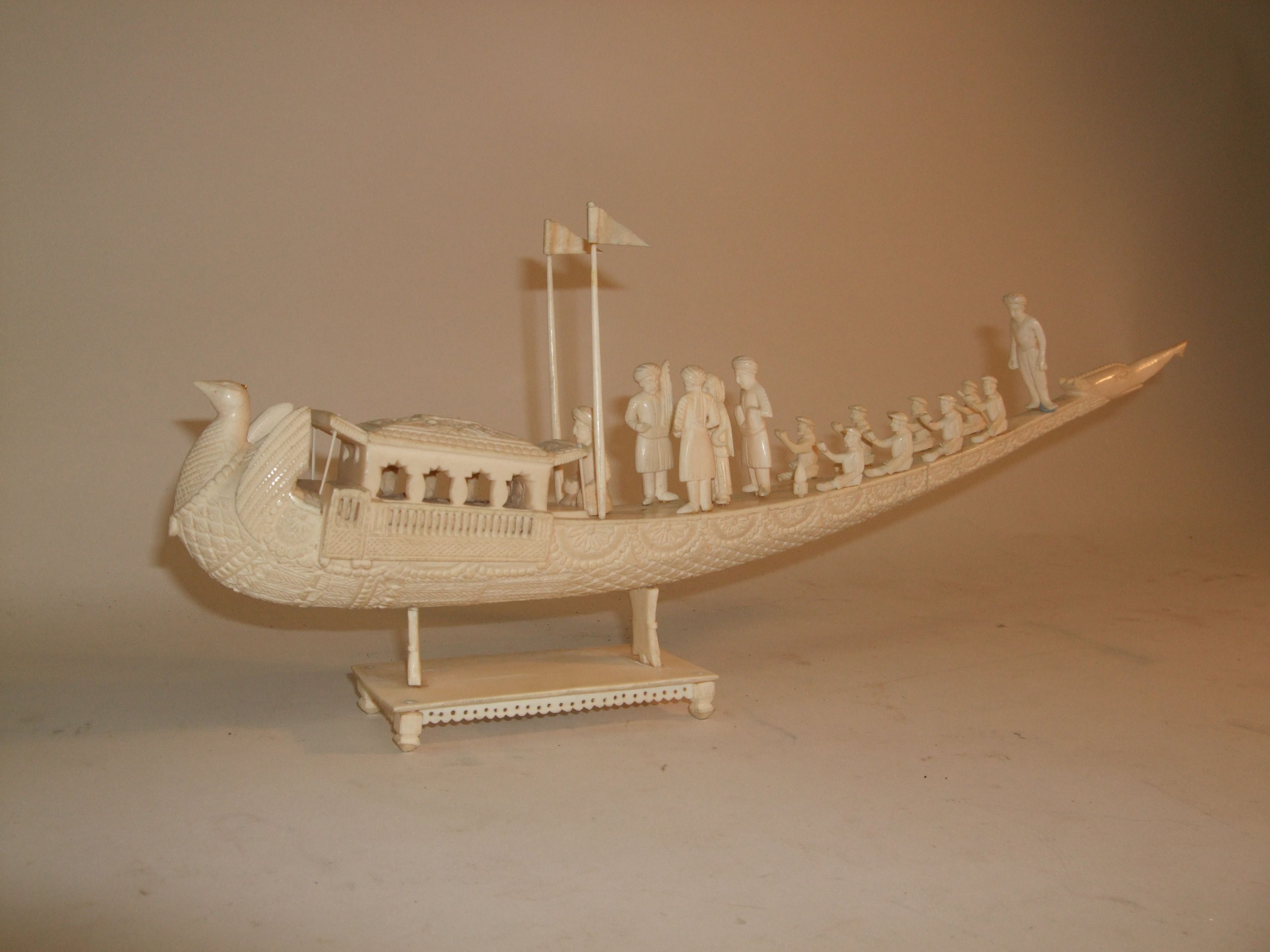 Bonhams : An Indian carved ivory boat Berhempore, mid 19th century