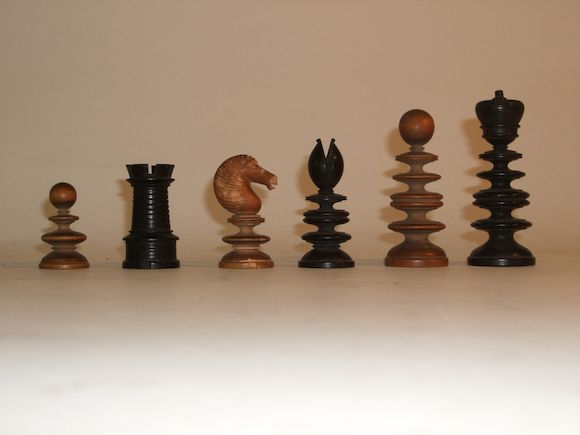 Bonhams : A "St George Pattern" boxwood and rosewood chess set English ...