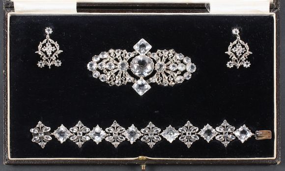Bonhams : A suite of rock crystal and marcasite jewellery by Sibyl ...