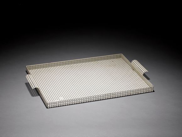 Bonhams : Josef Hoffmann An enamelled sheet metal 'Grid' Tray, circa 1905