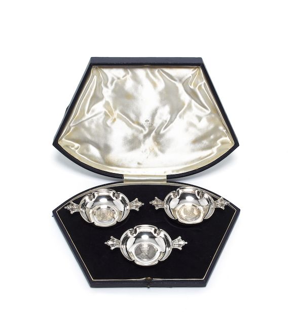 Bonhams : ROBERT EDGAR STONE: A cased set of three silver commemorative ...