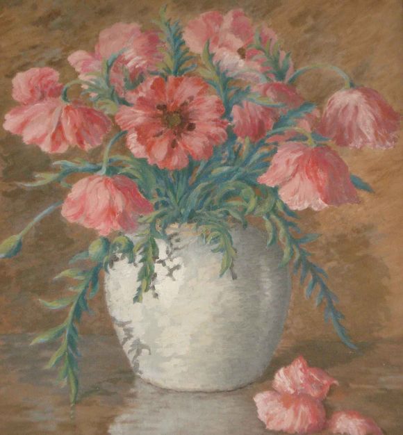 Bonhams : H T Bromley Poppies 60cm x 50cm, together with another by the ...