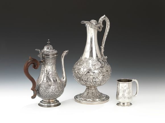 Bonhams : An 18th century Maltese silver coffee pot, stamped with maker ...