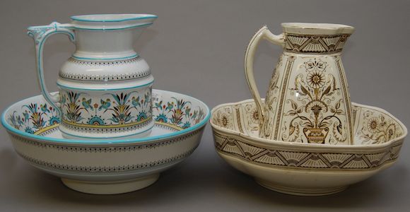 Bonhams : Two Victorian wash-jug and bowl sets