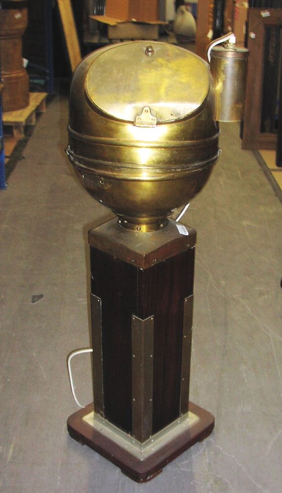 Bonhams : A Brass marine compass binnacle, 50in(127cm)high.