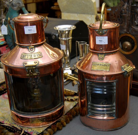 Bonhams : A late 19th century stern lantern and a copper Morse Code ...