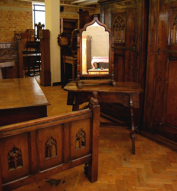 Bonhams : A good Gothic oak bedroom suite, early 20th Century