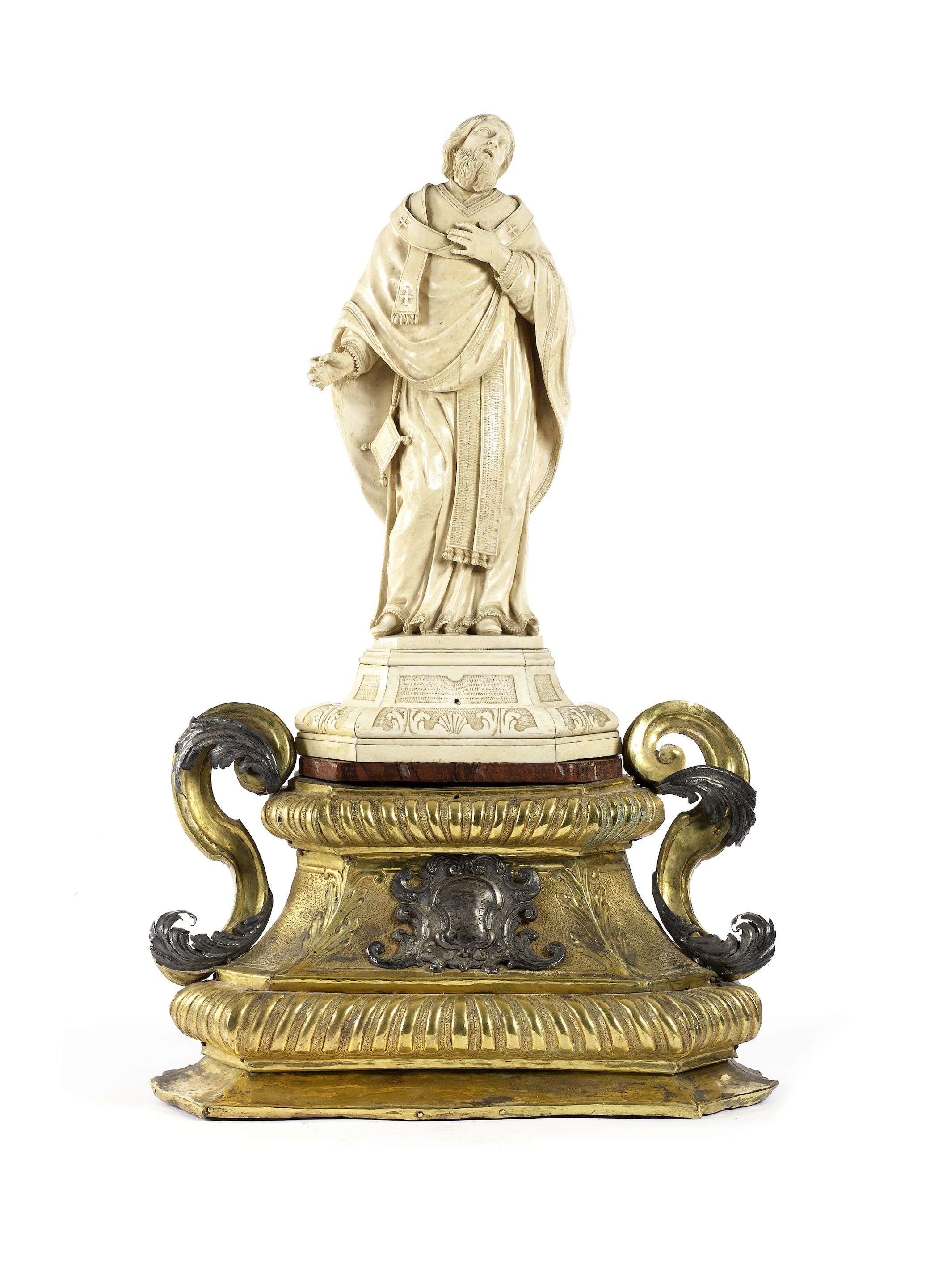 Bonhams : An Italian 18th century carved ivory figure of Saint Basil on ...